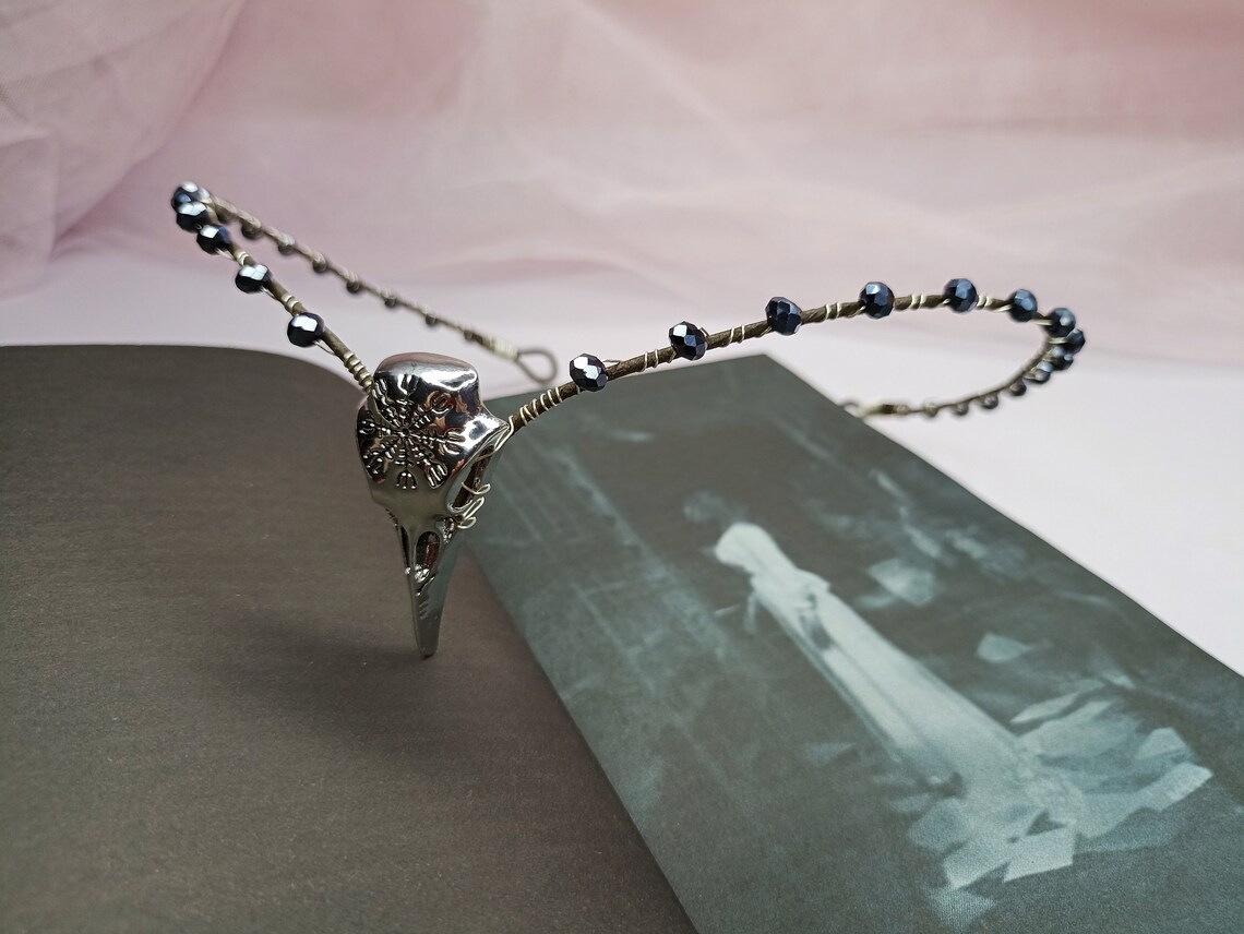 Witch Headpiece Raven Skull Crown Gothic Circlet Halloween - Etsy