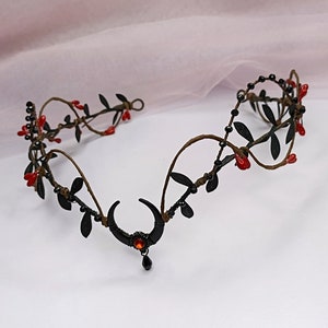 Black Red Moon Crown Vampire Crown Gothic Tiara Black Fairy Headpiece ...