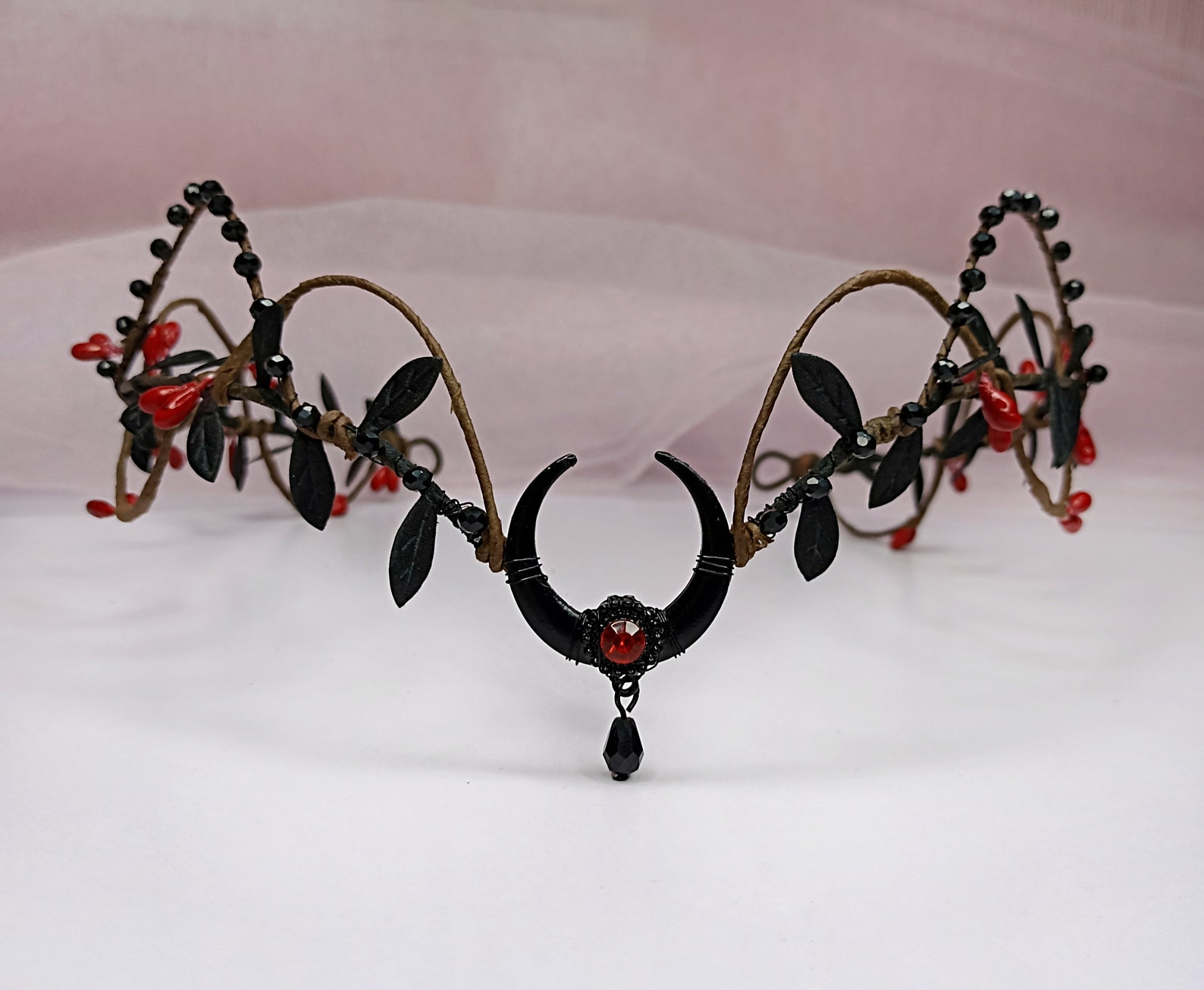Black Red Moon Crown Vampire Crown Gothic Tiara Black Fairy Headpiece ...