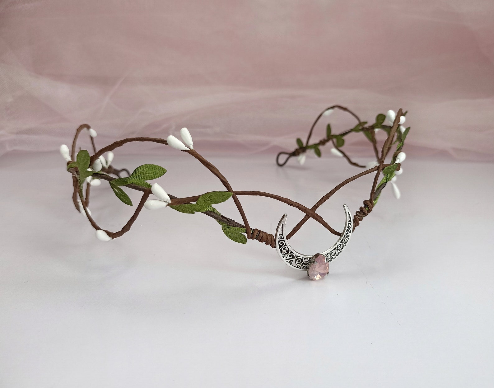 Woodland Elf Crown Moon Tiara Elven Circlet Elven Fairy | Etsy