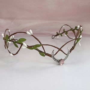 Woodland Elf Crown Moon Tiara Elven Circlet Elven Fairy Headpiece - Etsy