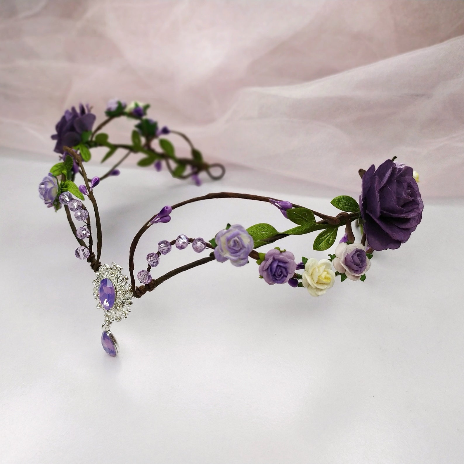 Elven Flower Crown Purple Elf Tiara Elven Fairy Crown for Women Elven ...