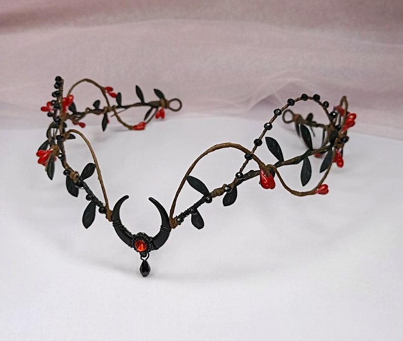 Black Red Moon Crown Vampire Crown Gothic Tiara Black Fairy Headpiece ...