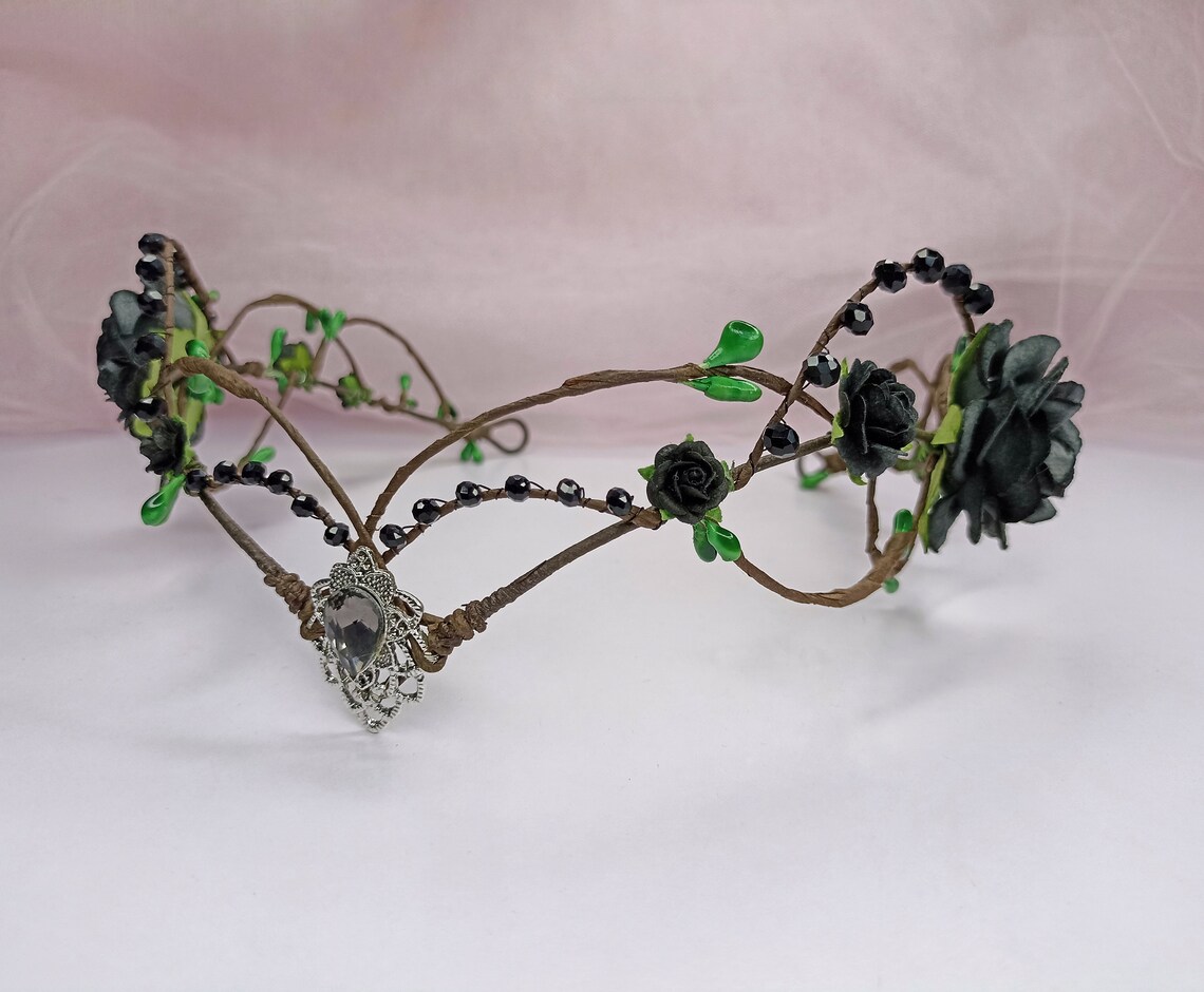 Black Elven Tiara Woodland Elf Crown Gothic Crown Wedding Elven Wedding ...