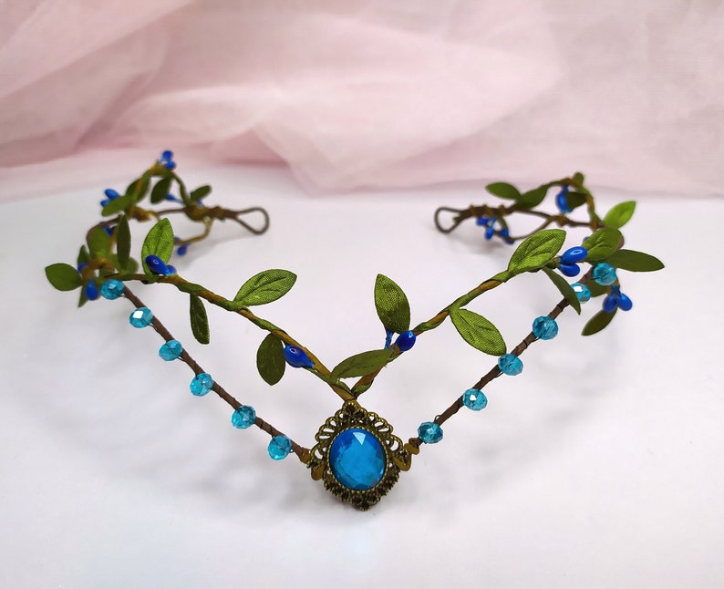 Blue elf crown Elven headpiece Woodland elven crown Elven | Etsy