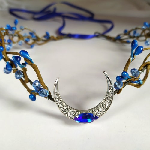 Moon Crown Woodland Elven Circlet Moon Tiara Elven Fairy Crown | Etsy
