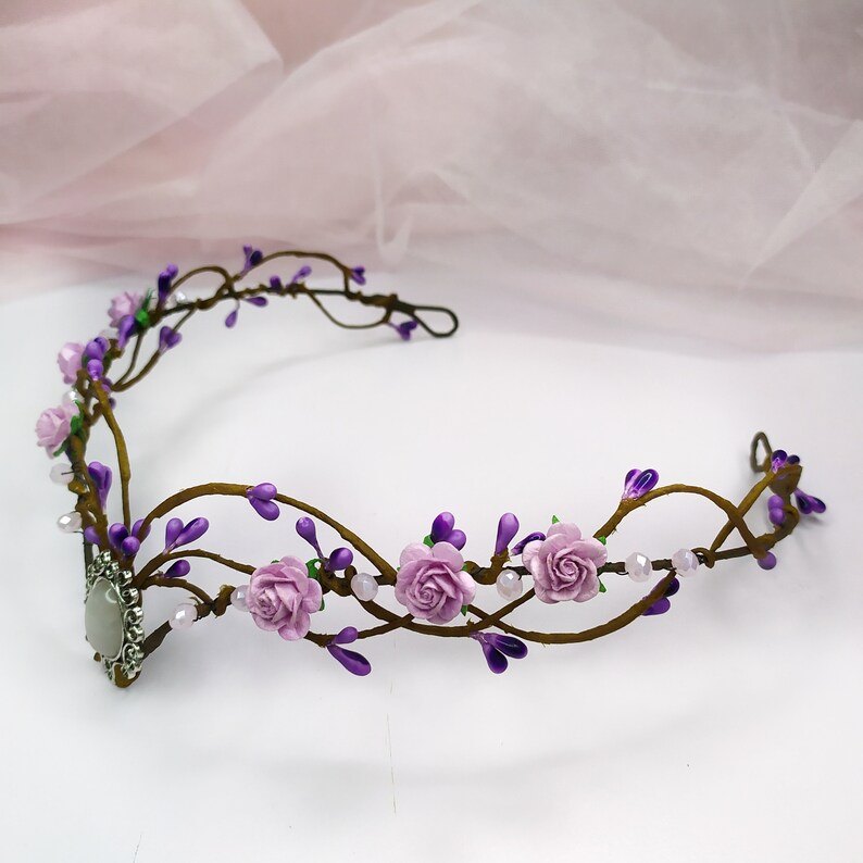 Purple elf crown Elven headpiece Woodland elven crown Elven | Etsy