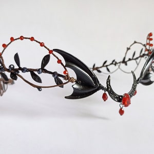 Black Red Moon Crown With Wings Vampire Crown Gothic Headpiece Dark ...