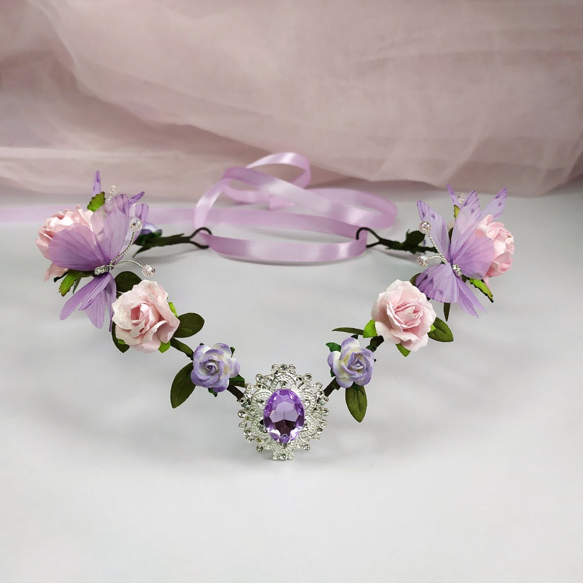 Elven Fairy Crown With Butterflies Woodland Elf Crown Wedding | Etsy