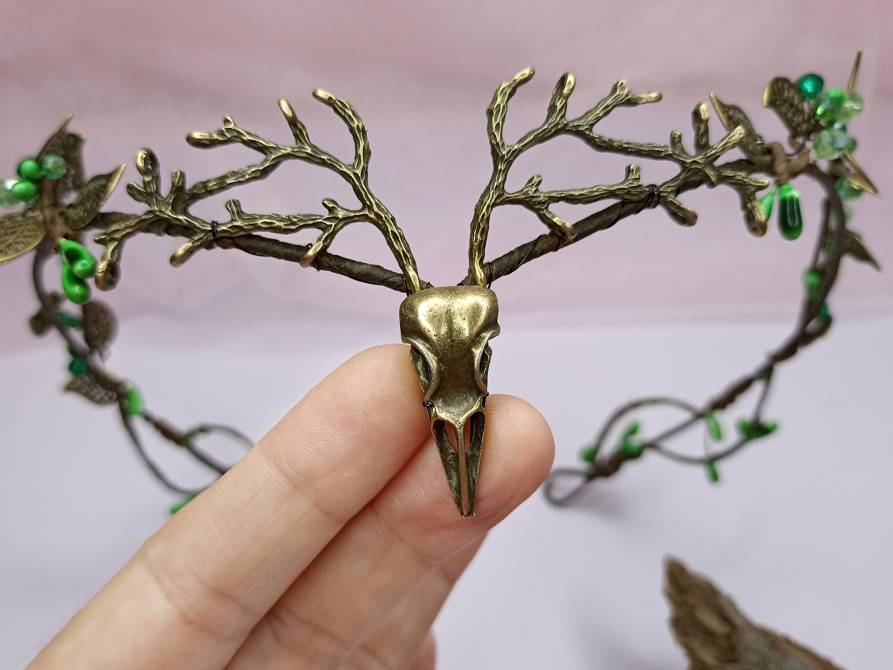 Raven Skull Tiara With Branches Witch Headpiece Gothic Circlet - Etsy