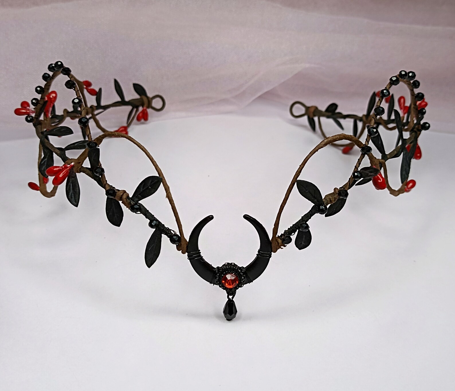 Black Red Moon Crown Vampire Crown Gothic Tiara Black Fairy Headpiece ...