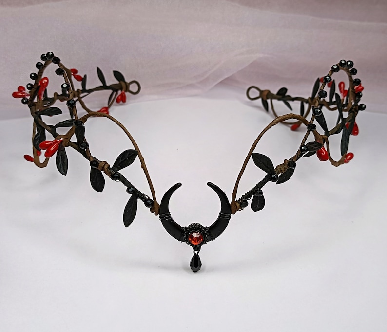 Black Red Moon Crown Vampire Crown Gothic Tiara Black Fairy Headpiece ...