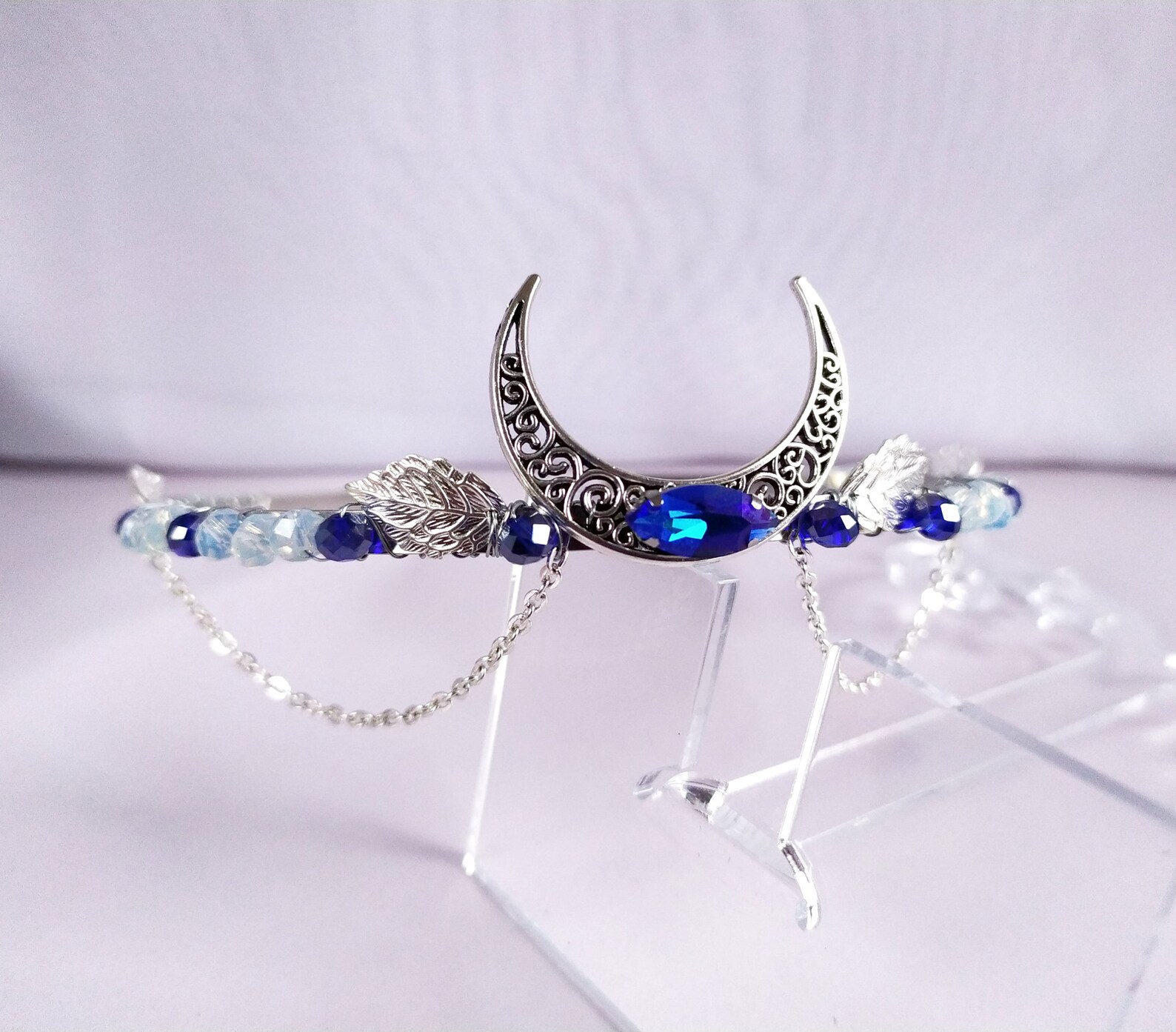 Moon Crown Moon Tiara Pagan Headpiece Fantasy Headdress Fairy - Etsy