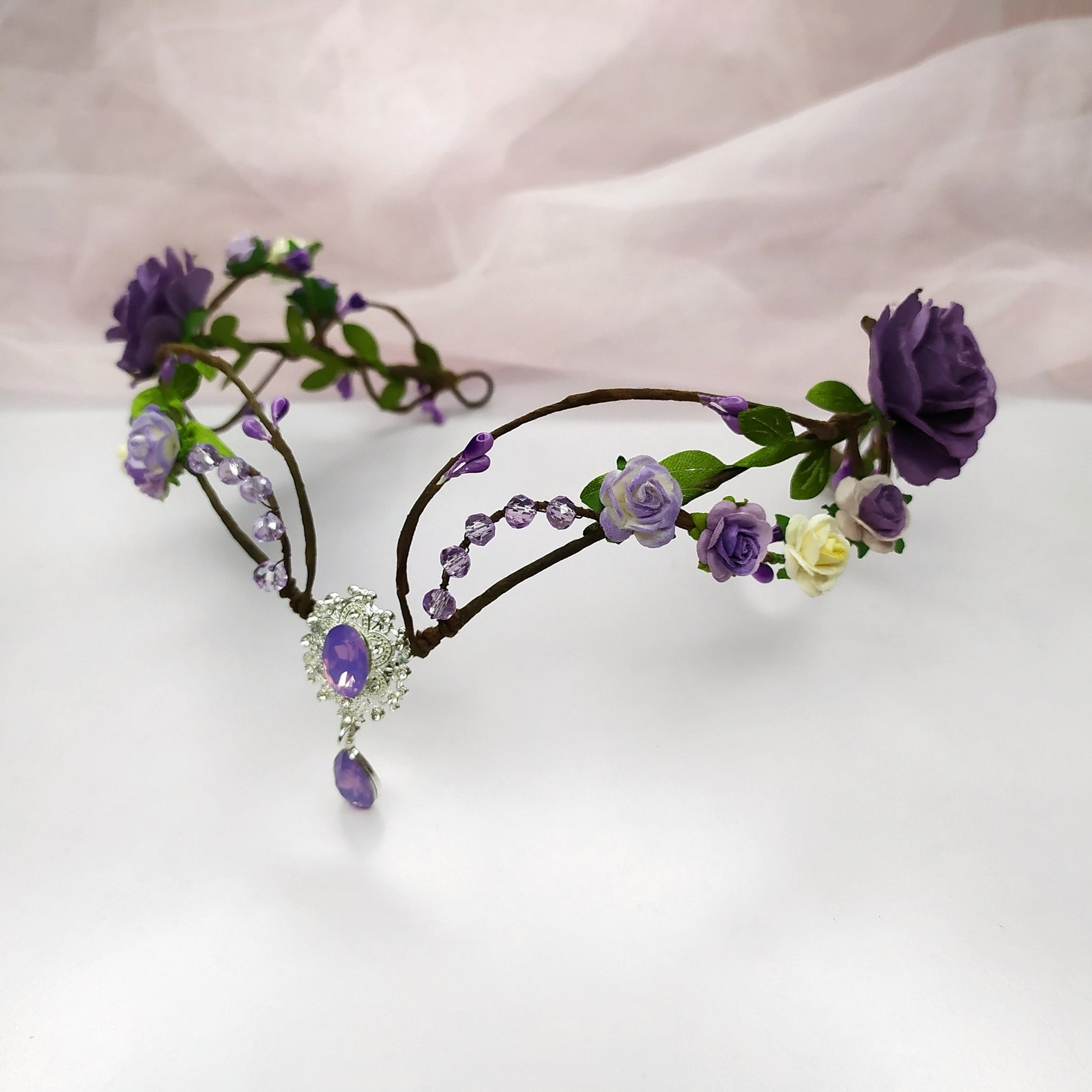 Elven Flower Crown Purple Elf Tiara Elven Fairy Crown for - Etsy