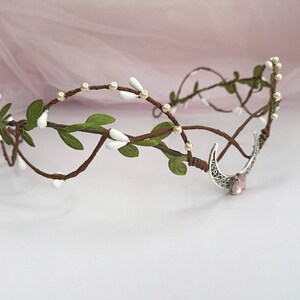 Woodland Elf Crown Moon Tiara Elven Circlet Elven Fairy Headpiece - Etsy