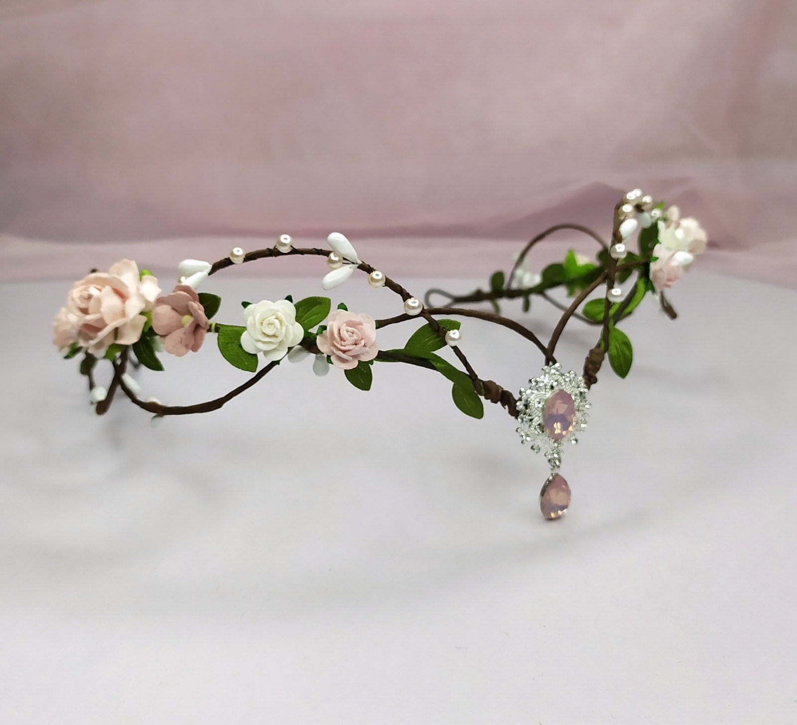 Blush Pink Elf Crown Elven Fairy Crown Elf Tiara Elven Circlet | Etsy