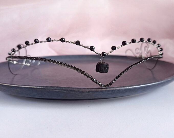 Gothic Crown With Black Tourmalin Dark Fairy Headpiece Witch Crown ...