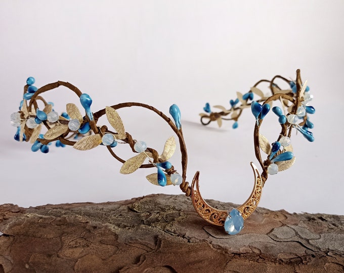 The Enchantress Half Moon Circlet/necklace-silver Gothic Half Moon ...