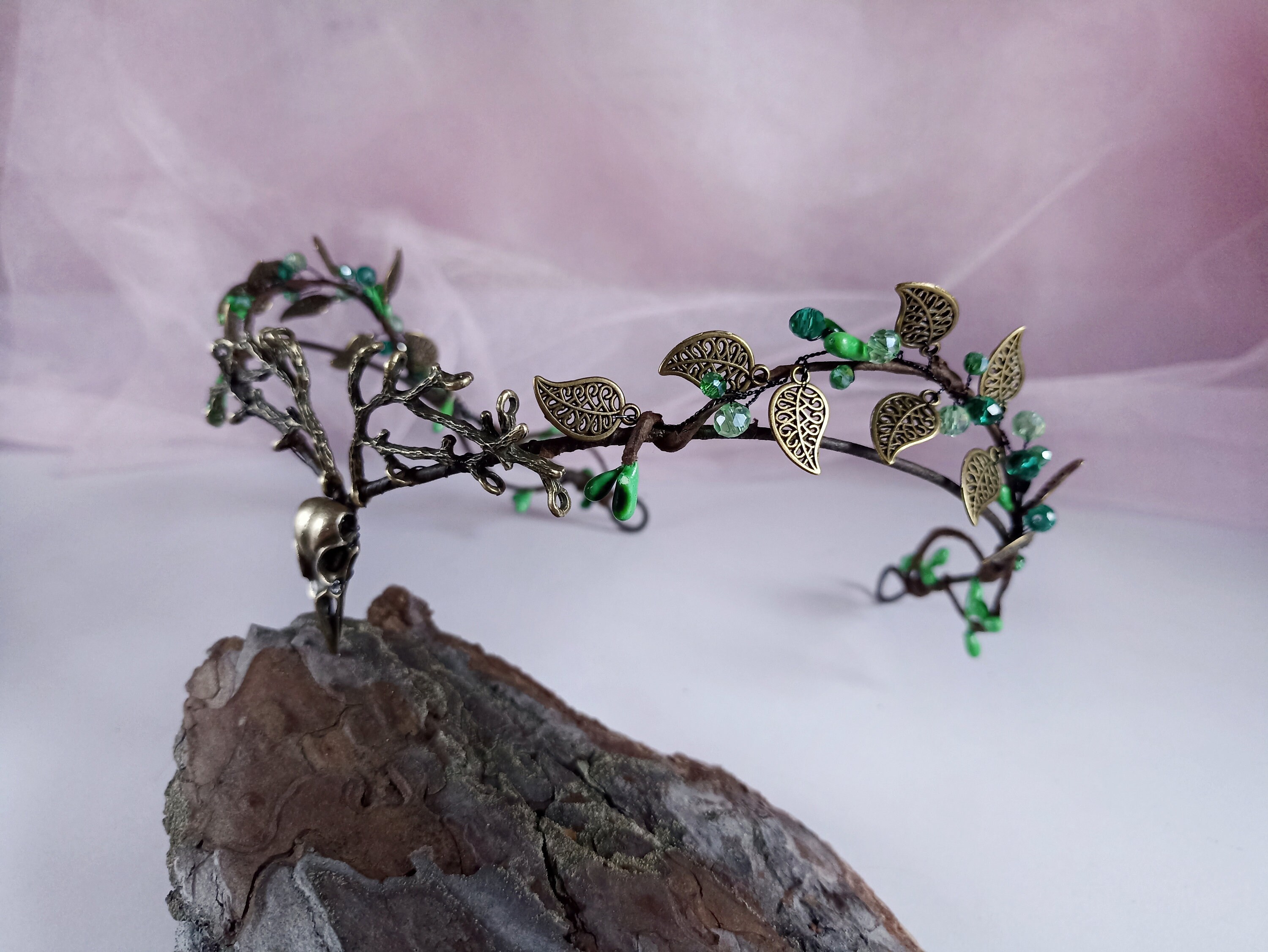 Raven Skull Tiara With Branches Witch Headpiece Gothic Circlet Dark ...