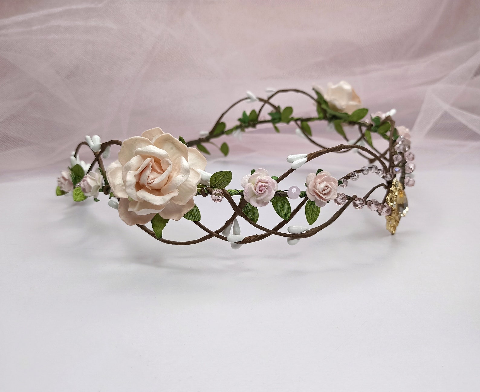 Blush Pink Elf Crown Elven Headpiece Woodland Elven Crown - Etsy