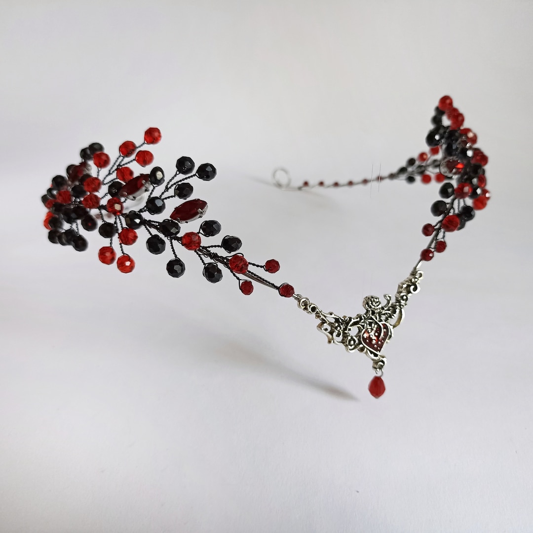 Black Red Gothic Tiara Vampire Crown Goth Crown Wedding Dark Elf Crown ...