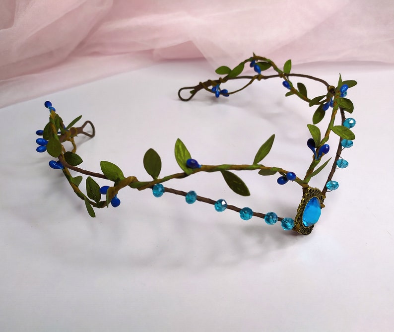 Blue elf crown Elven headpiece Woodland elven crown Elven | Etsy