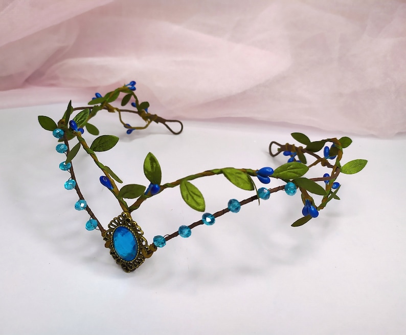Blue elf crown Elven headpiece Woodland elven crown Elven | Etsy