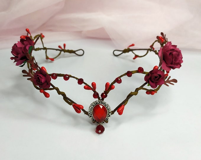 Elven Fairy Crown Red Elf Crown Elven Headpiece Woodland Elven Crown ...