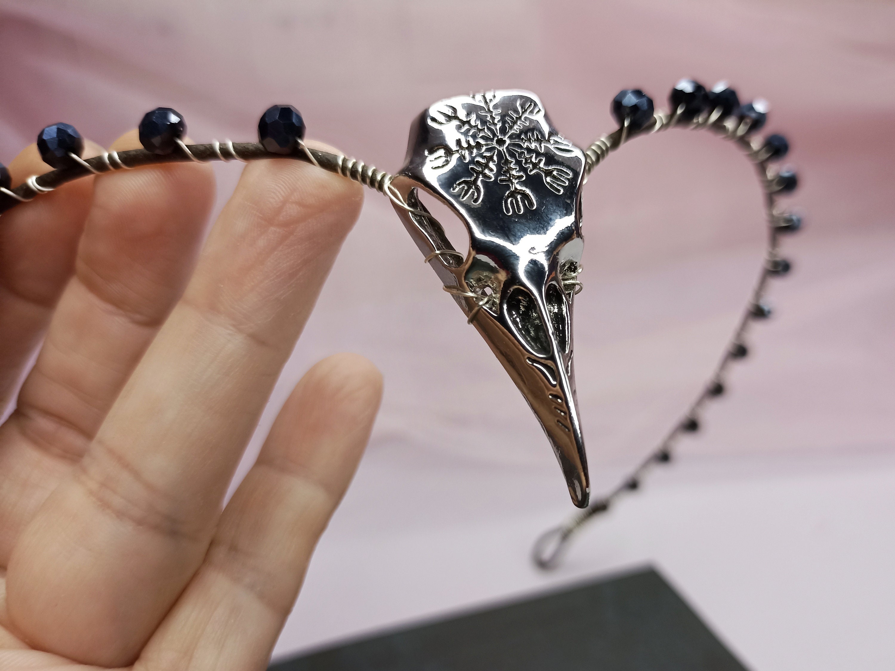 Witch Headpiece Raven Skull Crown Gothic Circlet Halloween - Etsy