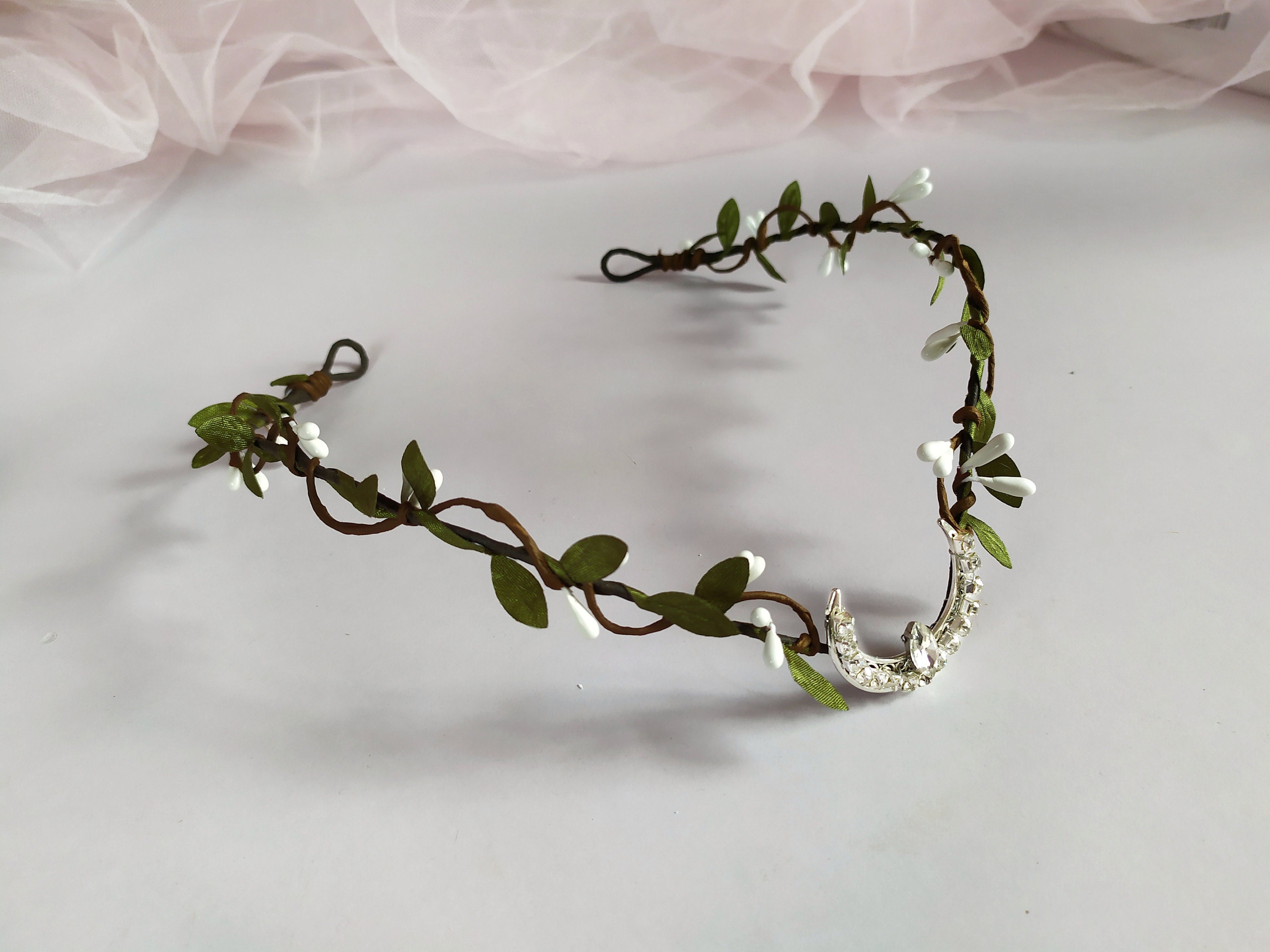 Moon Crown Woodland Elven Circlet Moon Tiara Elf Fairy Crown - Etsy