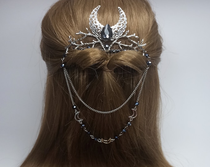 Goth Hair Comb Moon Hair Accessories Gothik Wedding Headpiece Moon Hair ...