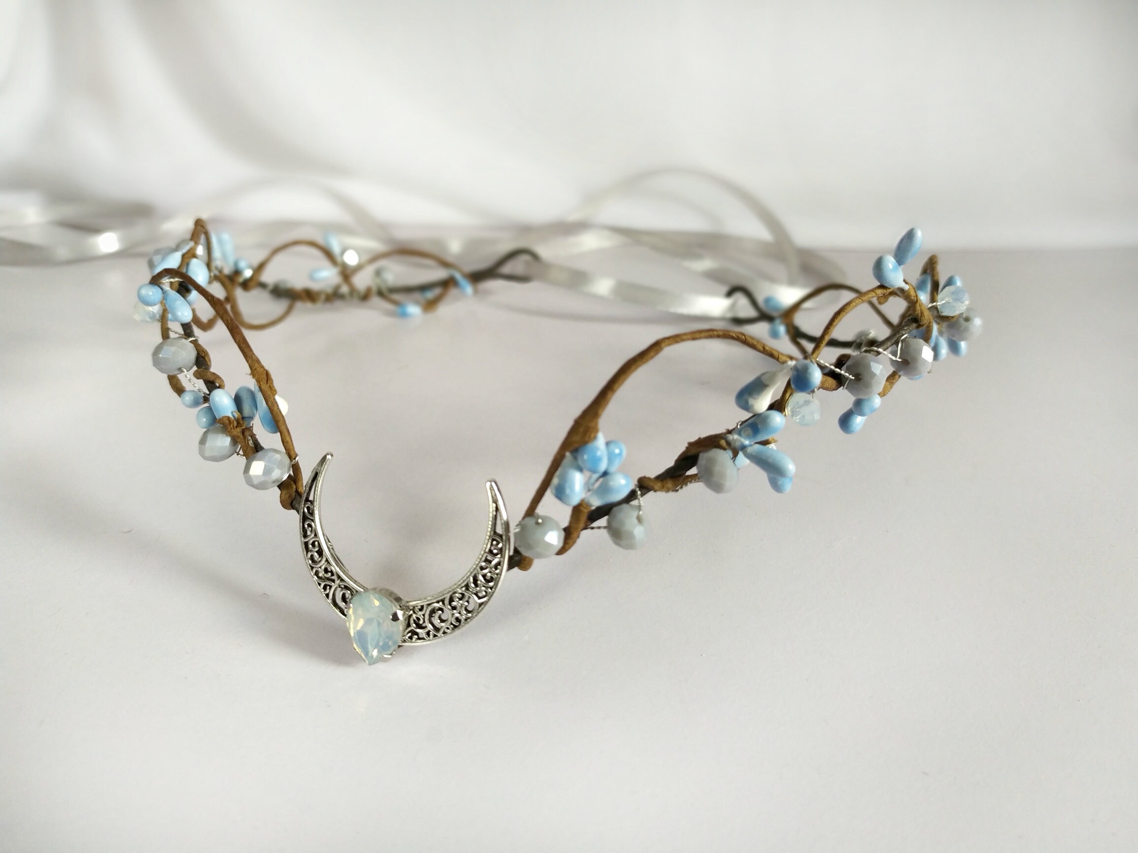 Moon Crown Woodland Elven Circlet Moon Tiara Elven Fairy Crown | Etsy