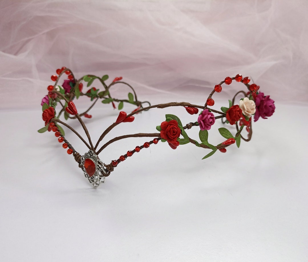 Elven Flower Crown Elf Fairy Crown Elven Tiara Red Elvish Tiara Wedding ...