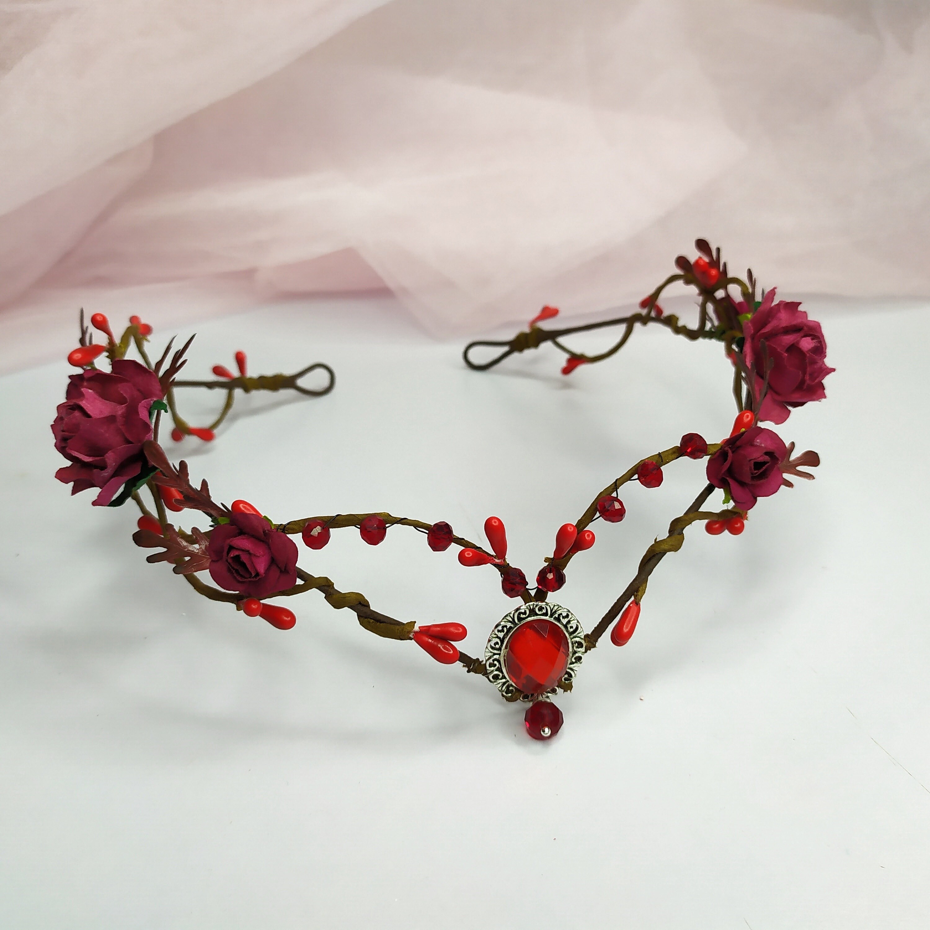 Elven fairy crown Red elf crown Elven headpiece Woodland elven | Etsy