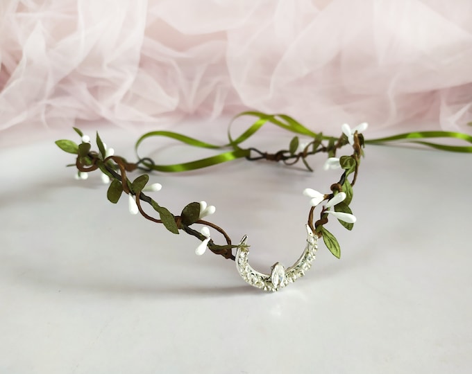 Moon Crown Woodland Elven Circlet Moon Tiara Elf Fairy Crown Moon ...