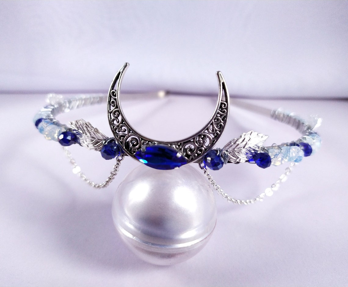 Moon Crown Moon Tiara Pagan Headpiece Fantasy Headdress Fairy - Etsy