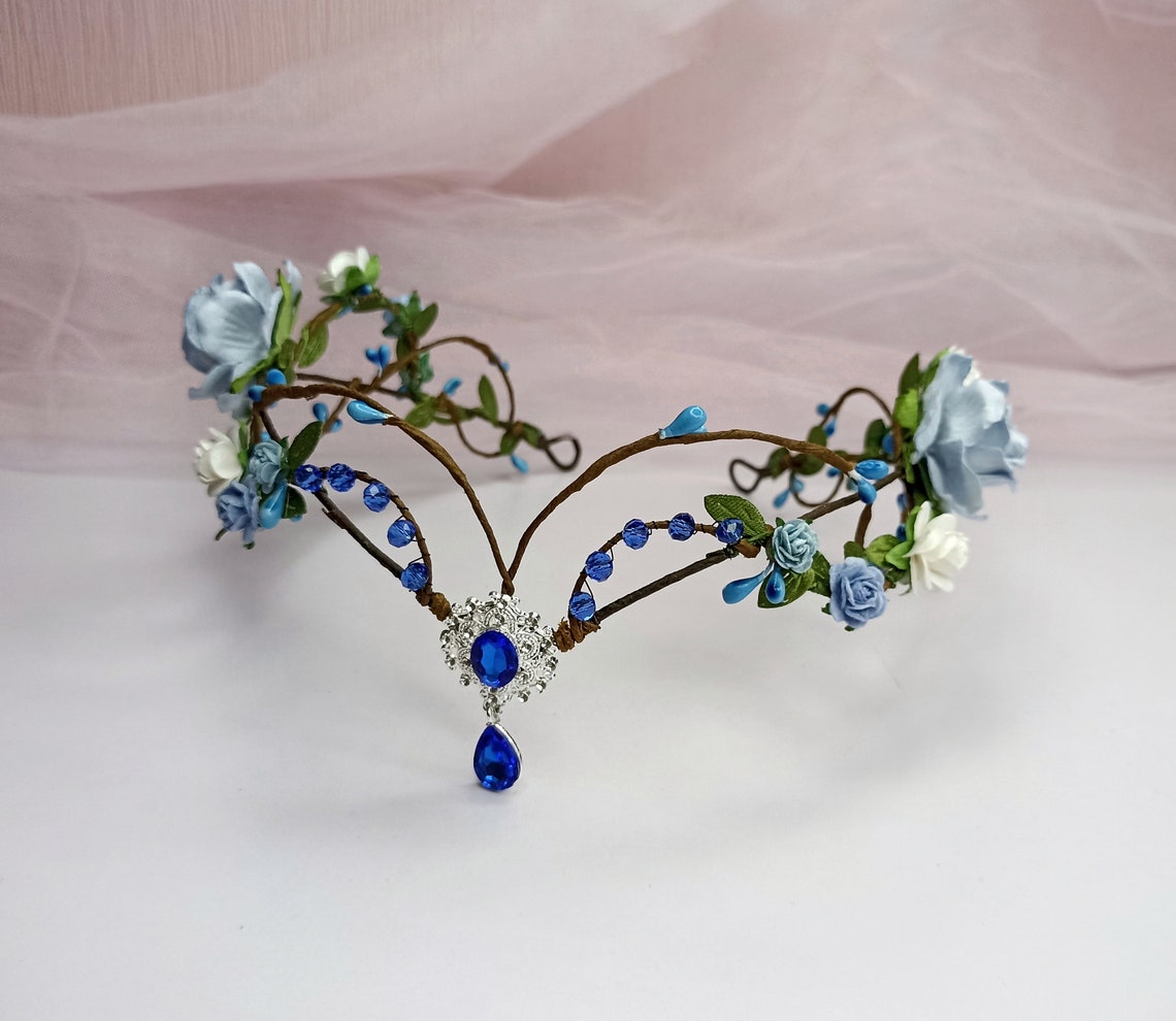 Blue Elven Crown for Woman Elf Tiara Elven Fairy Crown Elvish - Etsy