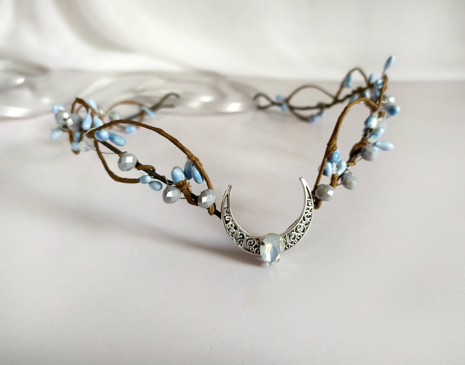 Moon crown Woodland elven circlet Moon tiara Elven fairy crown | Etsy
