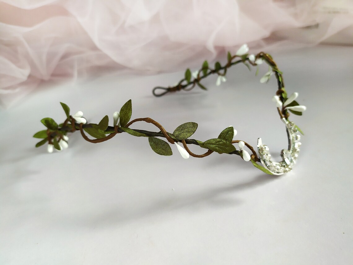 Moon Crown Woodland Elven Circlet Moon Tiara Elf Fairy Crown - Etsy