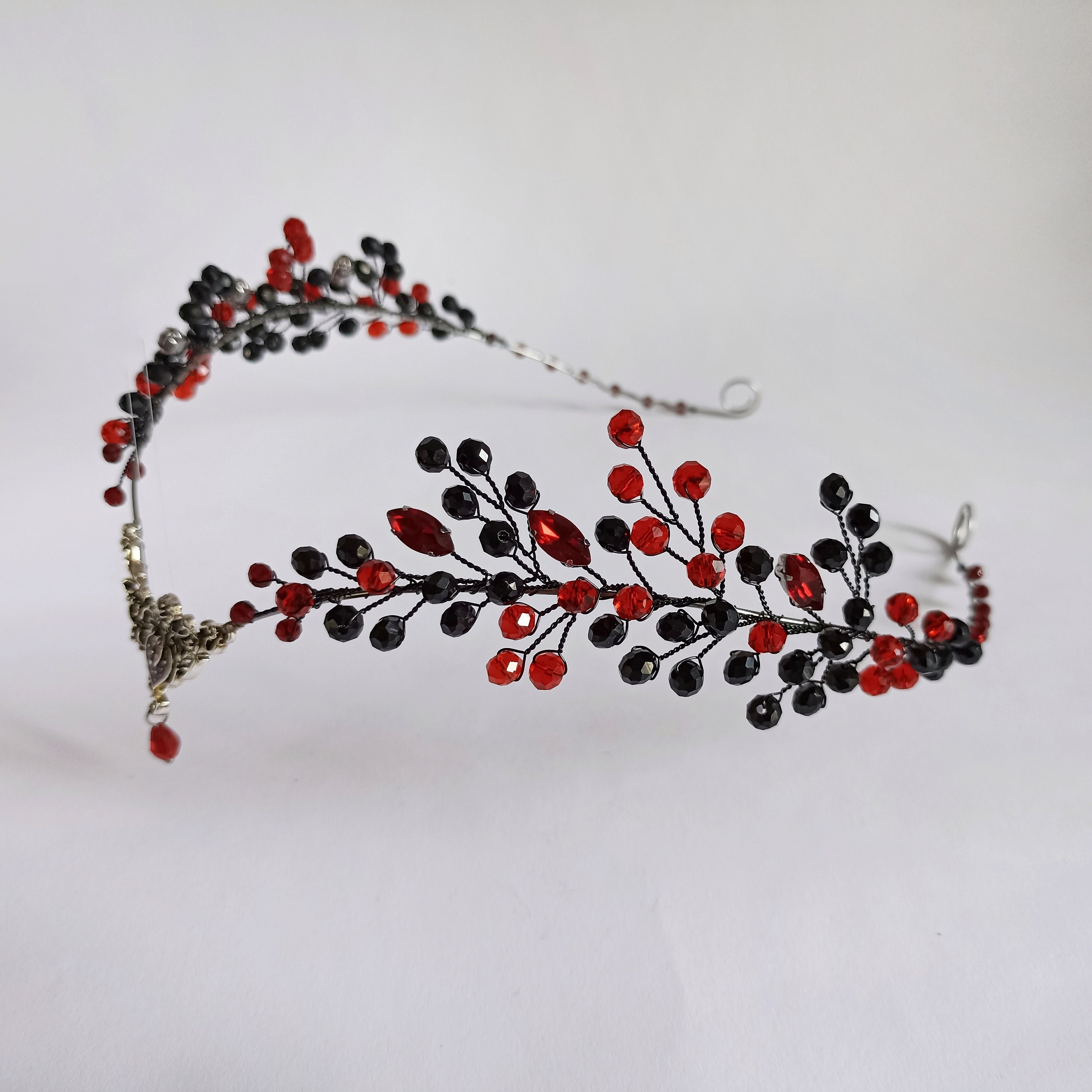 Black Red Gothic Tiara Vampire Crown Goth Crown Wedding Dark Elf Crown ...