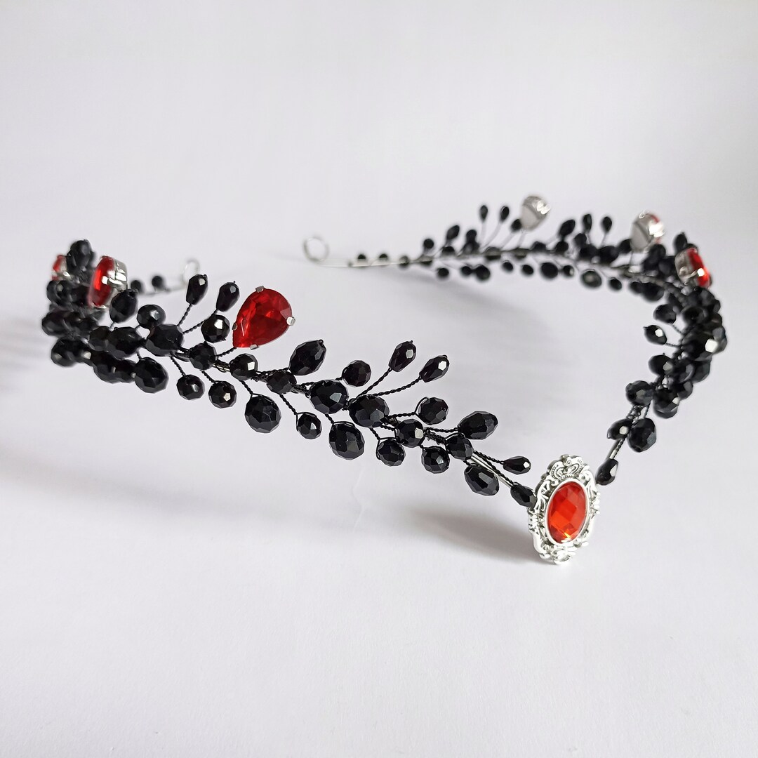 Black Red Gothic Crown Goth Wedding Tiara Vampire Crown Dark Elven ...