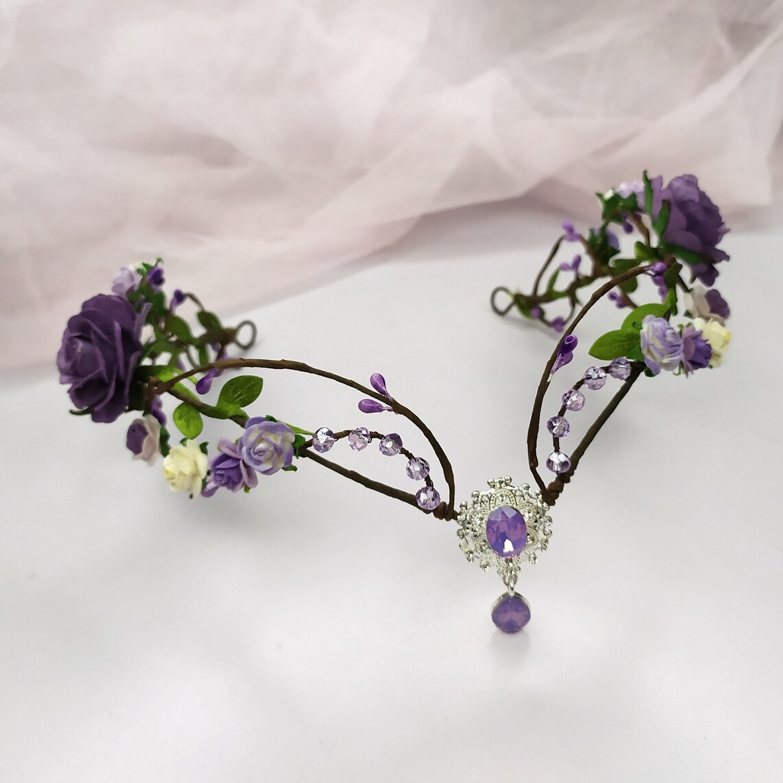 Elven Flower Crown Purple Elf Tiara Elven Fairy Crown for - Etsy