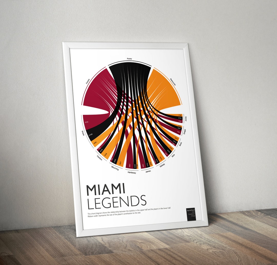Miami Heat Legends Chord Diagram Statistical Infographic Wall - Etsy
