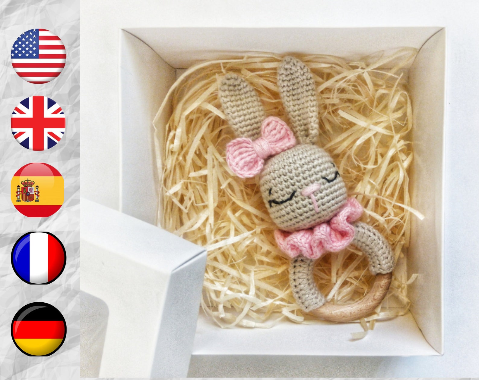 Pattern Crochet Rattle Bunny Sleepy Pattern Baby Rabbit Rattle | Etsy