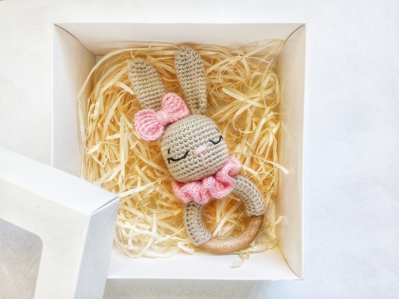 Pattern Crochet Rattle Bunny Sleepy Pattern Baby Rabbit Rattle Wooden ...