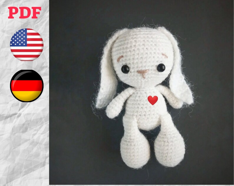 Cute White Bunny Jenny Crochet Pattern Easy Amigurumi - Etsy