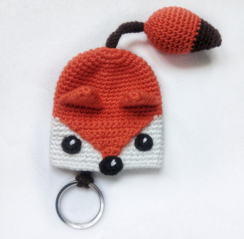 Pattern Crochet Fox Key Cover EN, Pattern Key Cozy Fox Burnt Orange ...