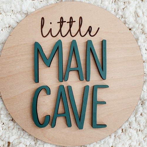 Little Man Cave Round 3D Wooden Sign Boys Room Decor - Etsy