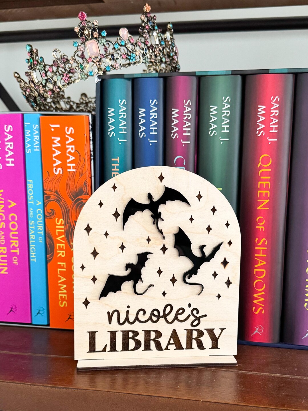 Personalized Dragon Bookshelf Sign, Library Sign, Bookish Sign, Library ...