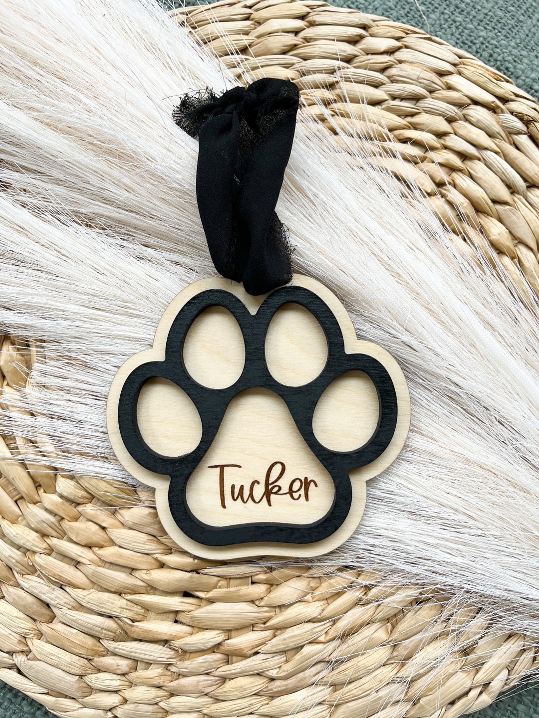 Pet Stocking Name Tags, Paw Print Name Ornament, Dog Christmas Ornament ...